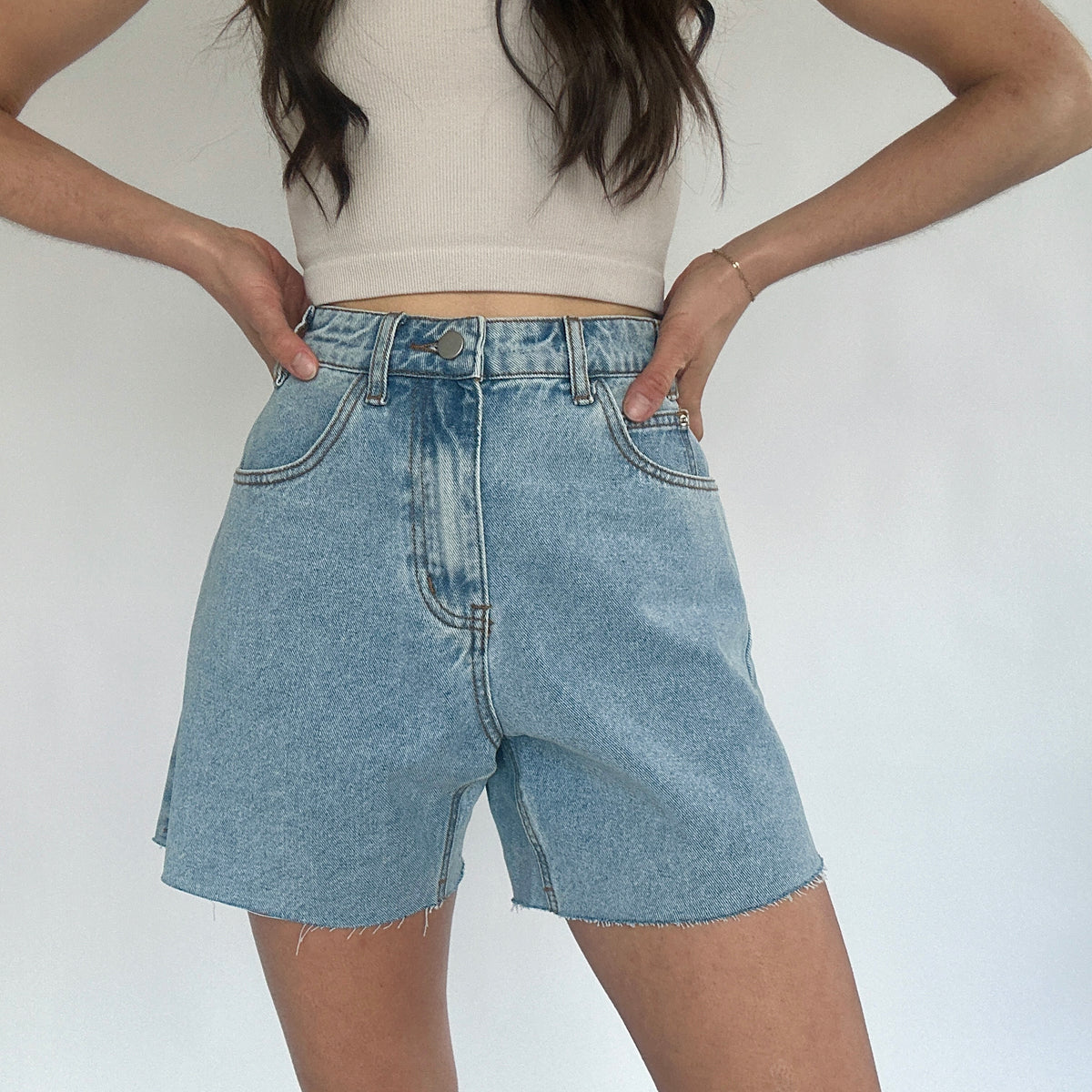 light blue shorts denim