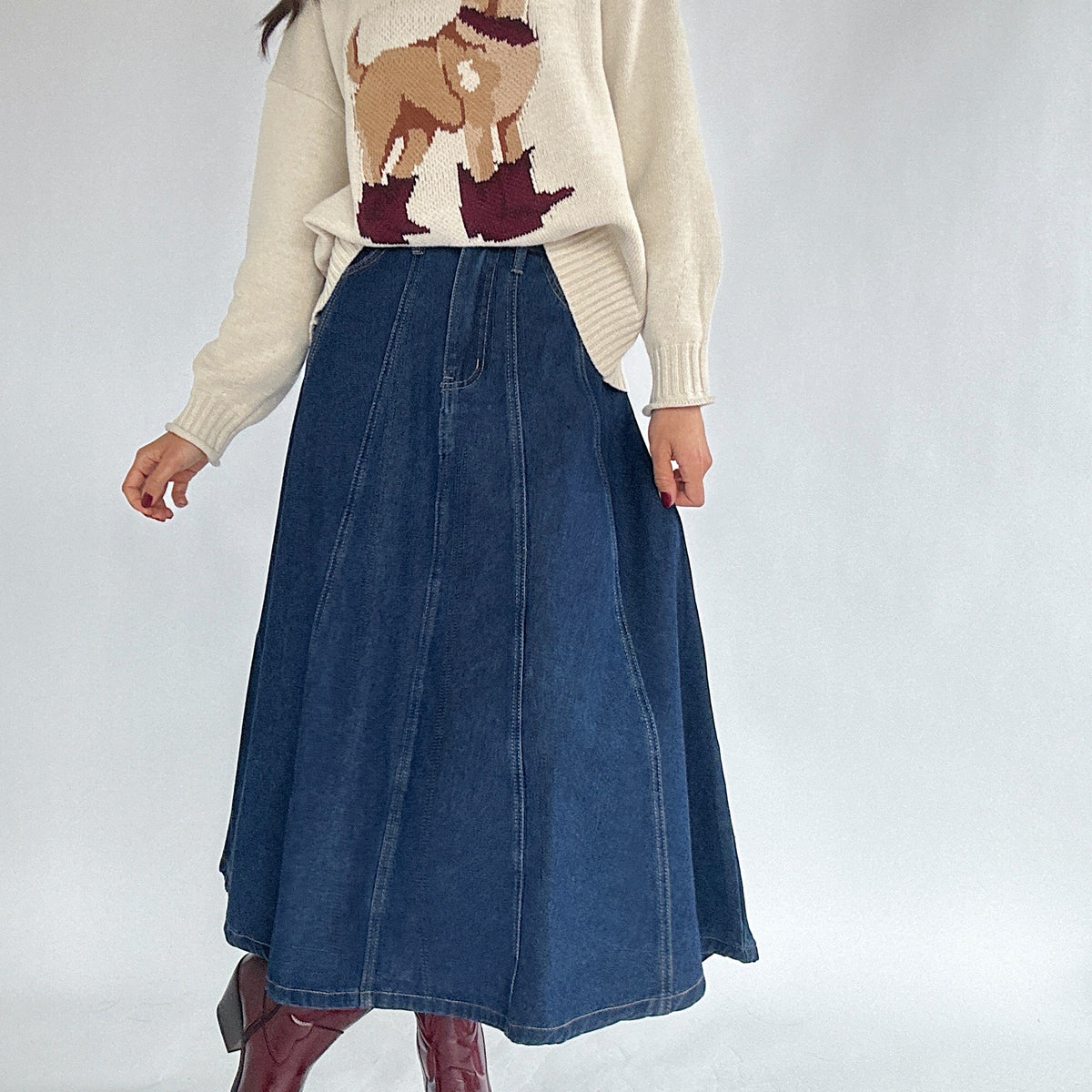 Westbound Denim Midi Skirt – Blue Magnolia