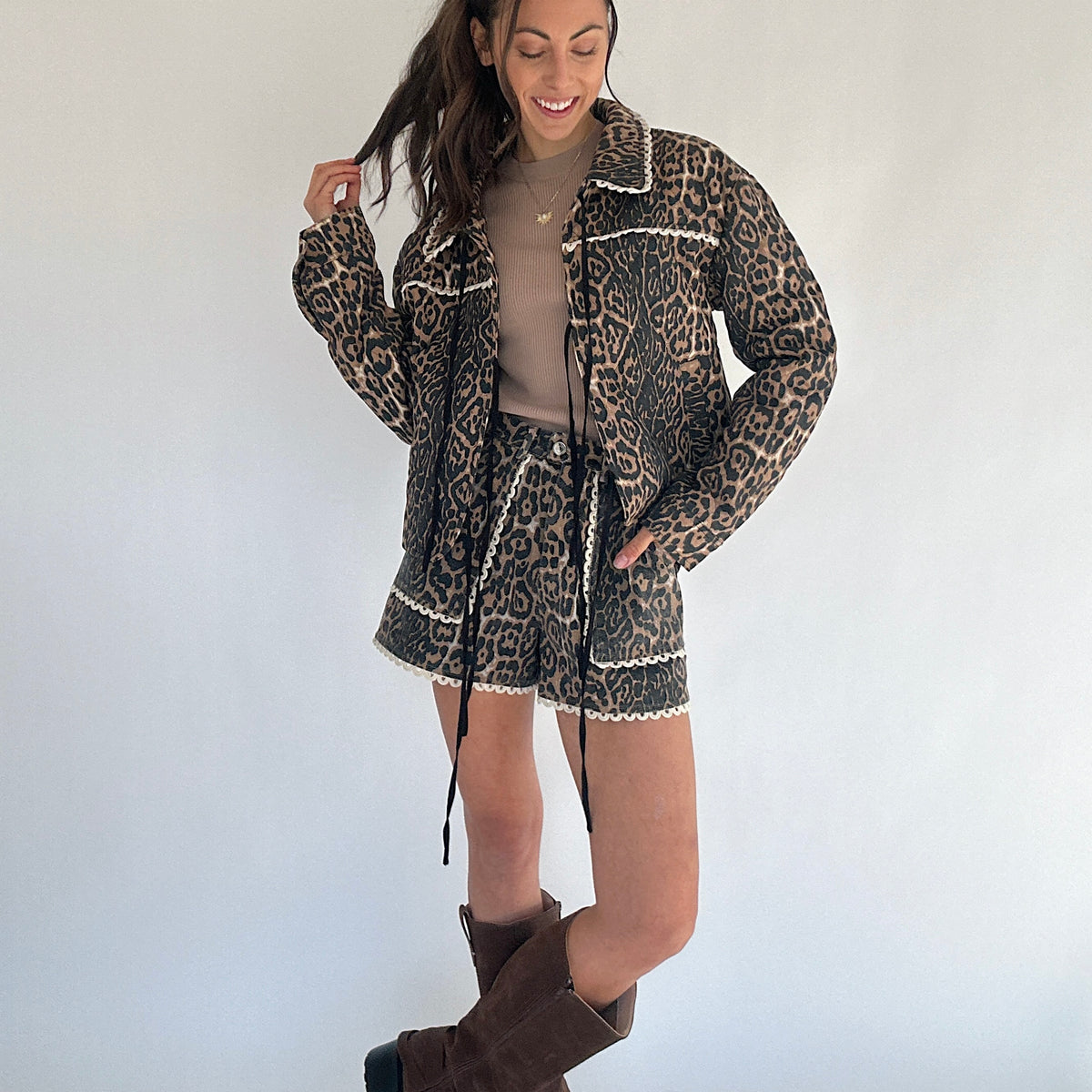 Unreal Leopard Quilted Jacket – Blue Magnolia